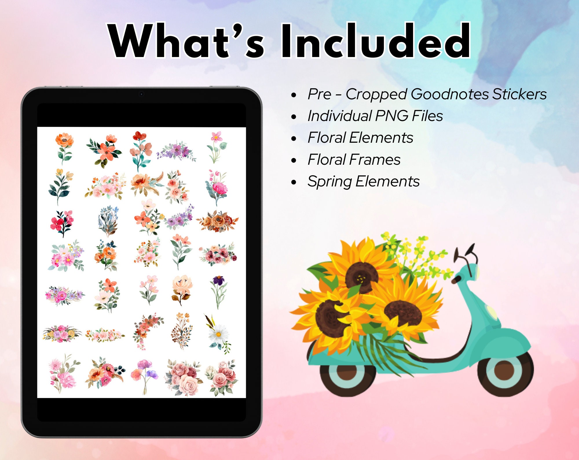 420 Floral Digital Stickers, Daily Digital Stickers, Boho Flower ...