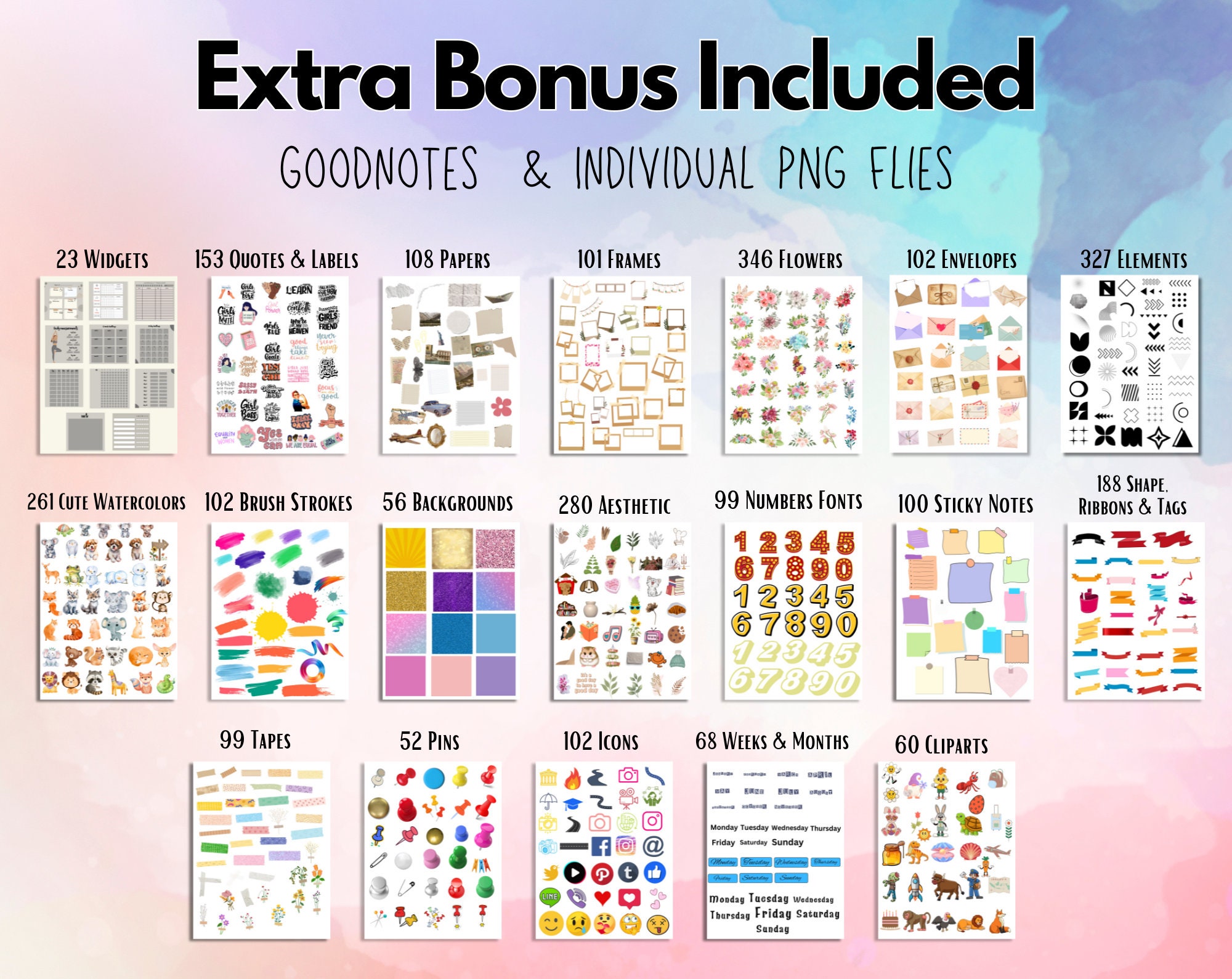 420 Floral Digital Stickers, Daily Digital Stickers, Boho Flower ...