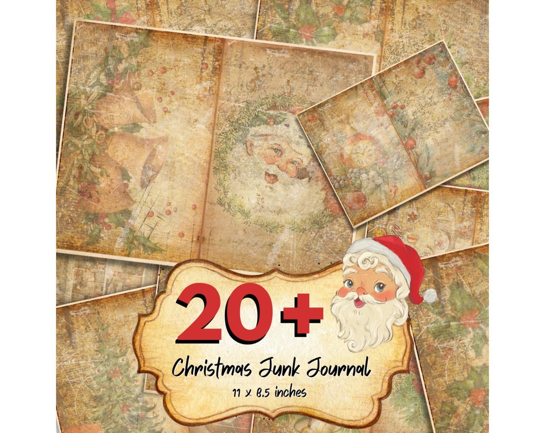 20 + Christmas Junk Journal Paper, Santa Journal Paper, Printable ...