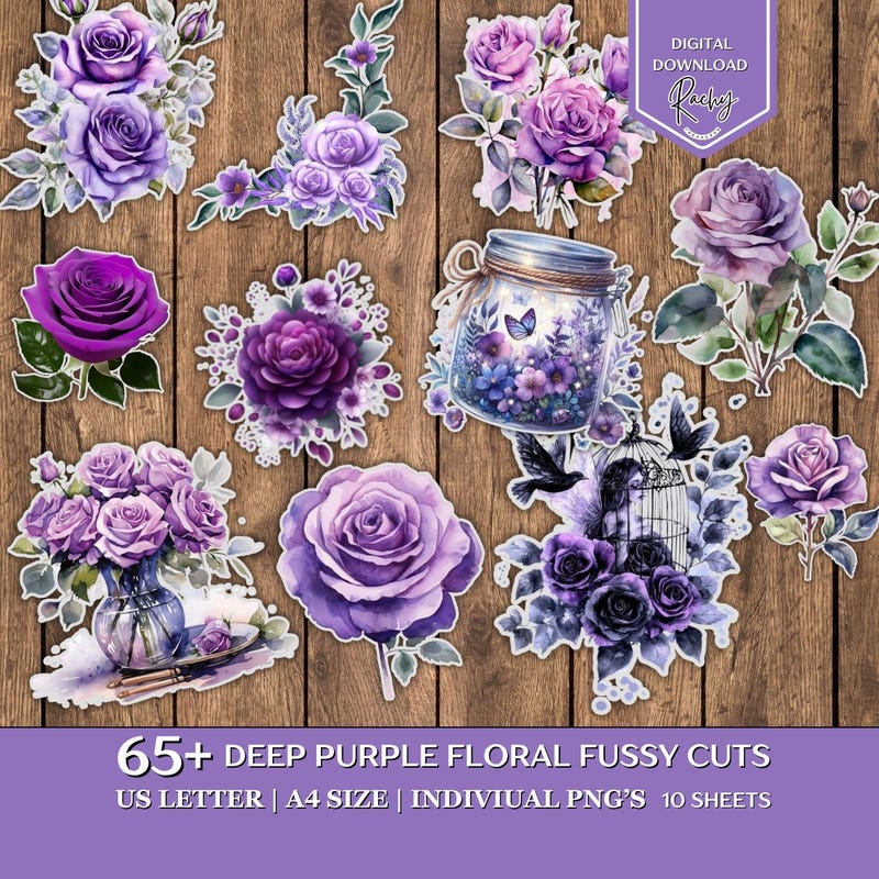 Stickers Purple Flowers - Etsy