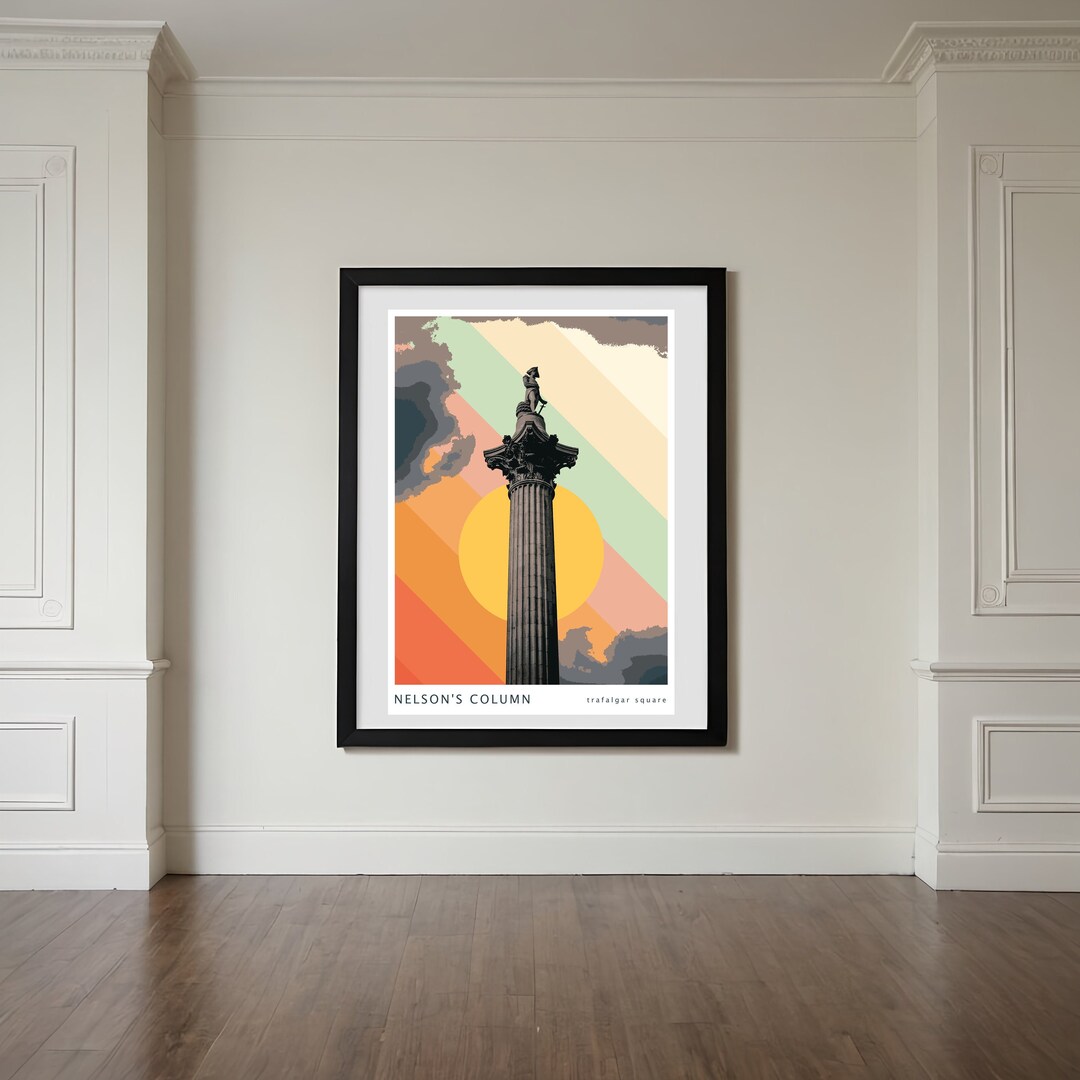 Nelson's Column Trafalgar Square London Rainbow Sky Tourist Print ...