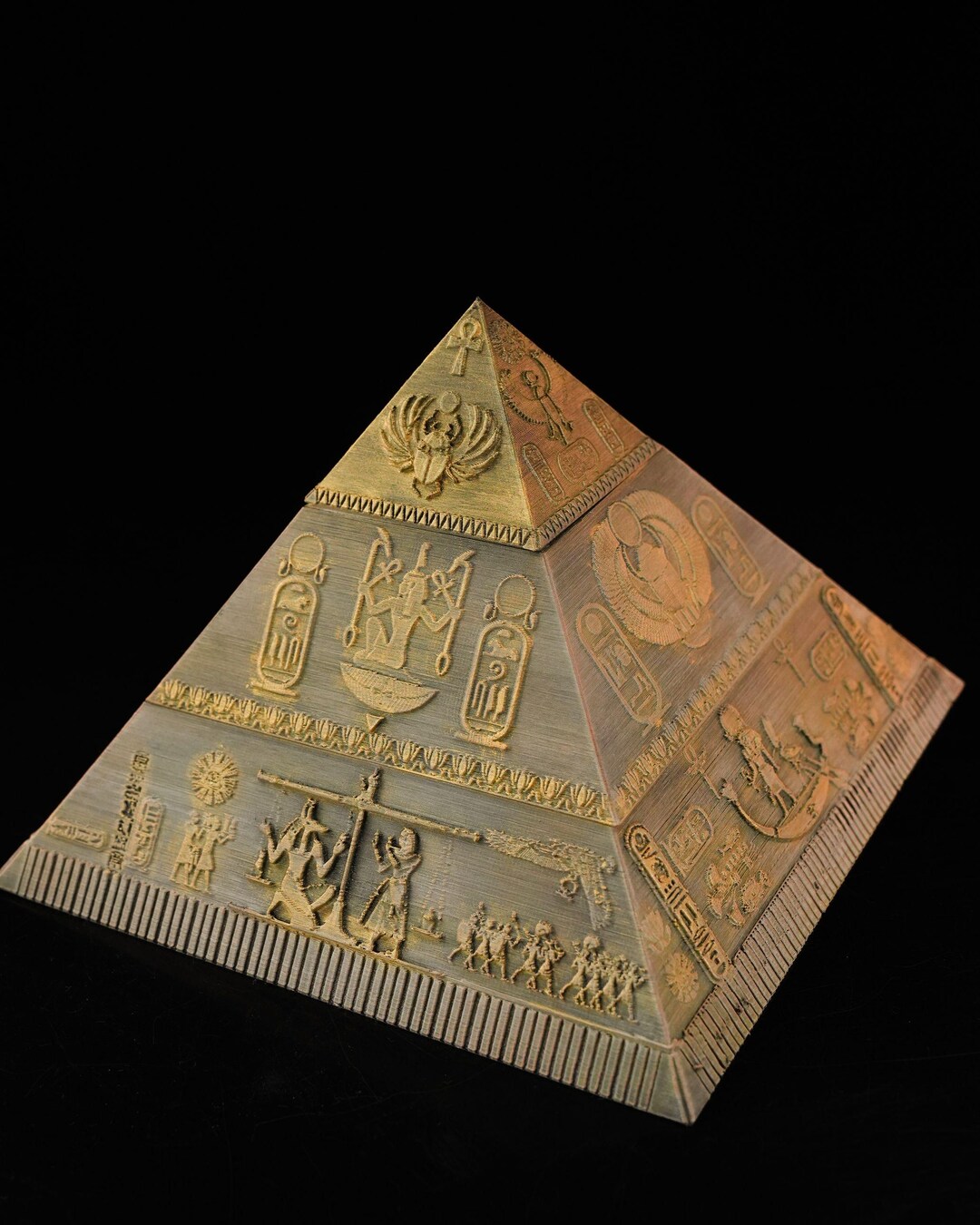 3D Printed Pyramid Desk Decor With Hidden Storage Modern Geometric ...
