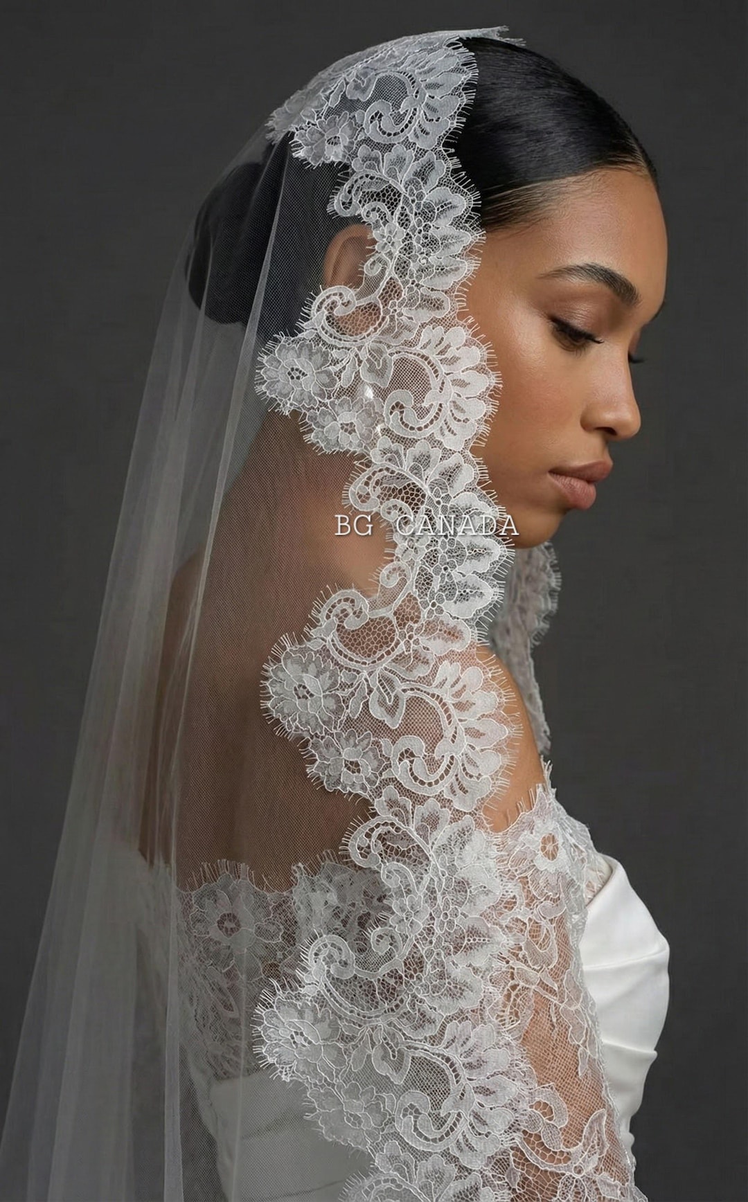 Cathedral Mantilla Veil: Chantilly Lace, Eyelash Edge, Spanish Style ...
