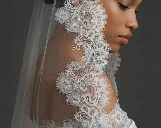 Cathedral Mantilla Veil: Chantilly Lace, Eyelash Edge, Spanish Style ...