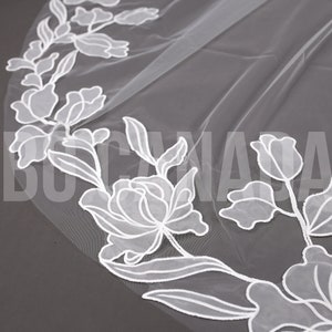 Flower Veil Big Floral Veil Elegant Flower Wedding Veil Cathedral Veil ...