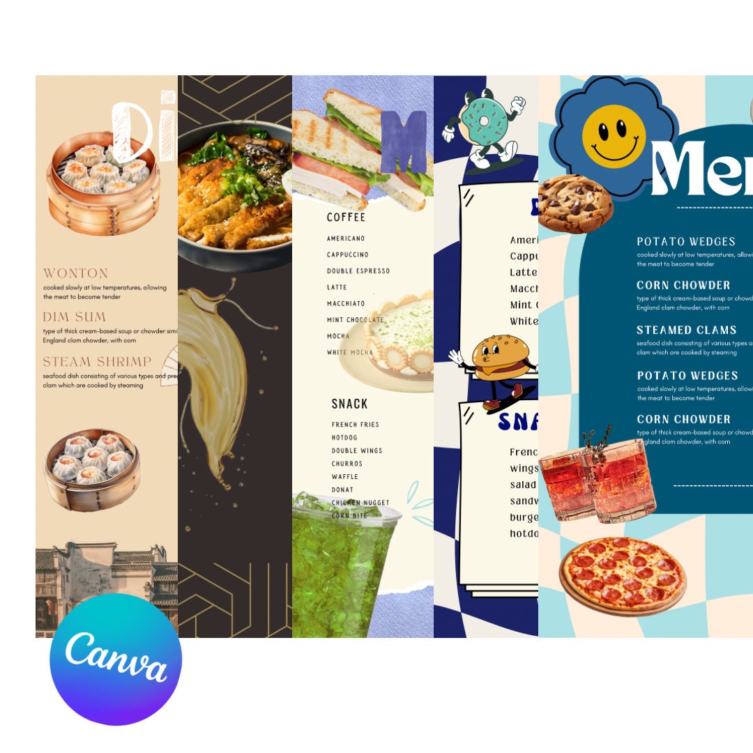Modern Menu Template High Resolution Get Free Digital Poster - Etsy