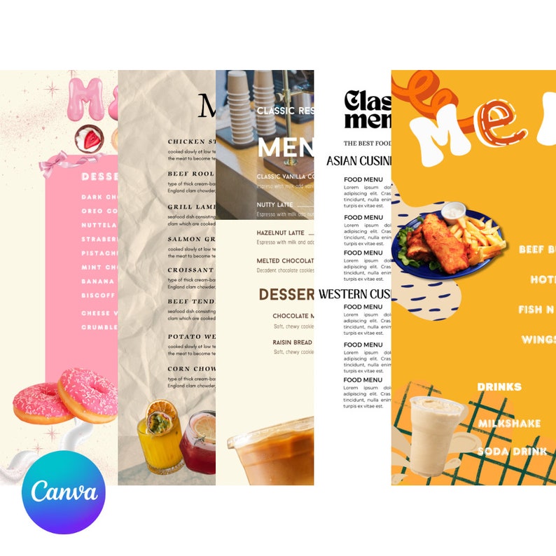 Modern Menu Template High Resolution Get Free Digital Poster - Etsy