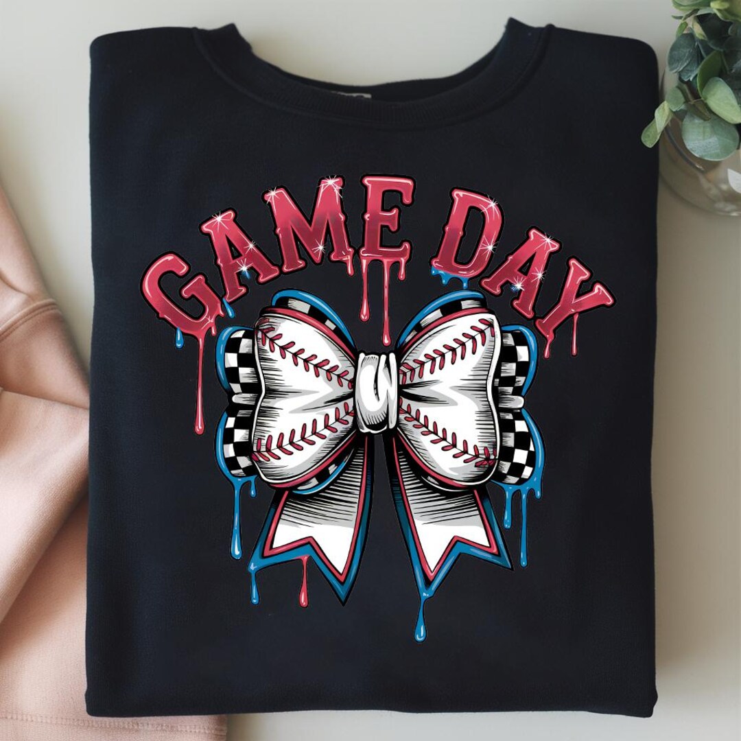 Game Day Baseball PNG, Game Day Png, Checkered Game Day Bow Png, Game ...