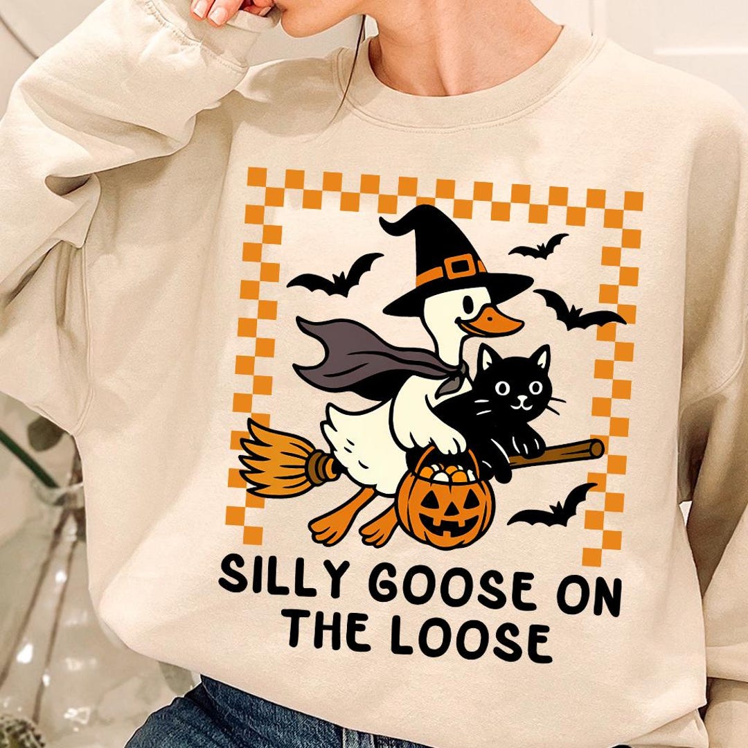Silly Goose on the Loose PNG, Funny Halloween Goose Png, Black Cat Png ...