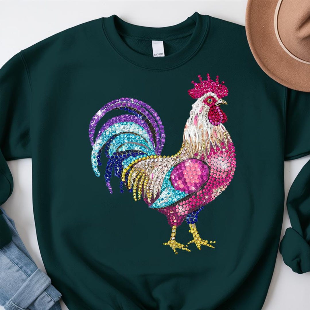 Faux Rhinestone Rooster Png, Rooster Sublimation Design, Glitter ...