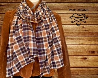 Brown Plaid Scarf | Etsy