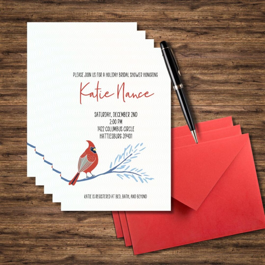 Printable Winter Cardinal Shower Party Invitation - Etsy Canada