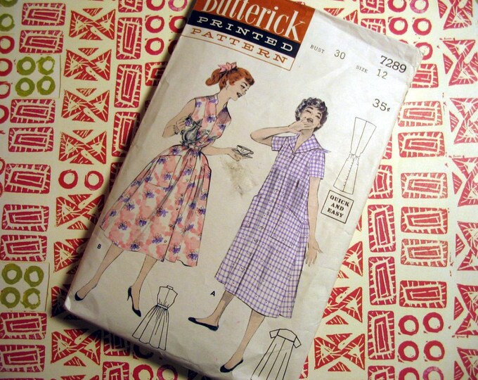 7289 Butterick 1950,s Sewing Pattern Morning Coat & Dress Size 12 2 ...