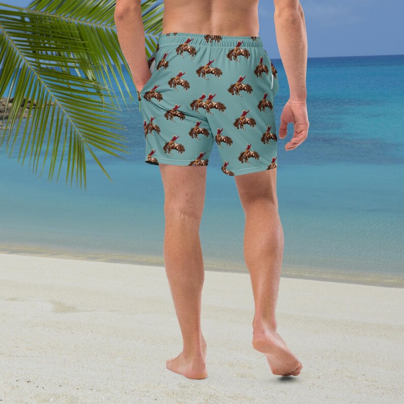 Retro Western Cowboy Swim Shorts: Upcycled Rodeo-inspired Trunks for ...