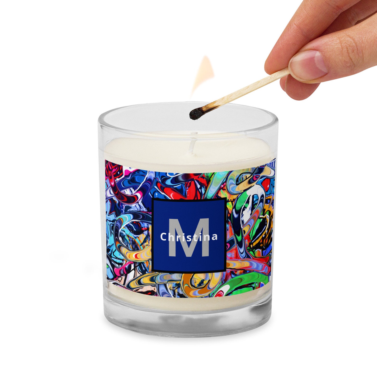 Spin Art Graffiti With Monogram Glass Jar Soy Wax Candle - Etsy