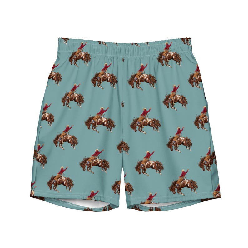 Retro Western Cowboy Swim Shorts: Upcycled Rodeo-inspired Trunks for ...