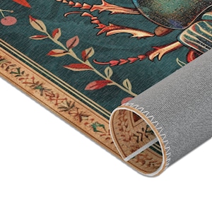 Cottagecore Beetle Area Rug, Vintage Living Room Floor Area Art Deco ...