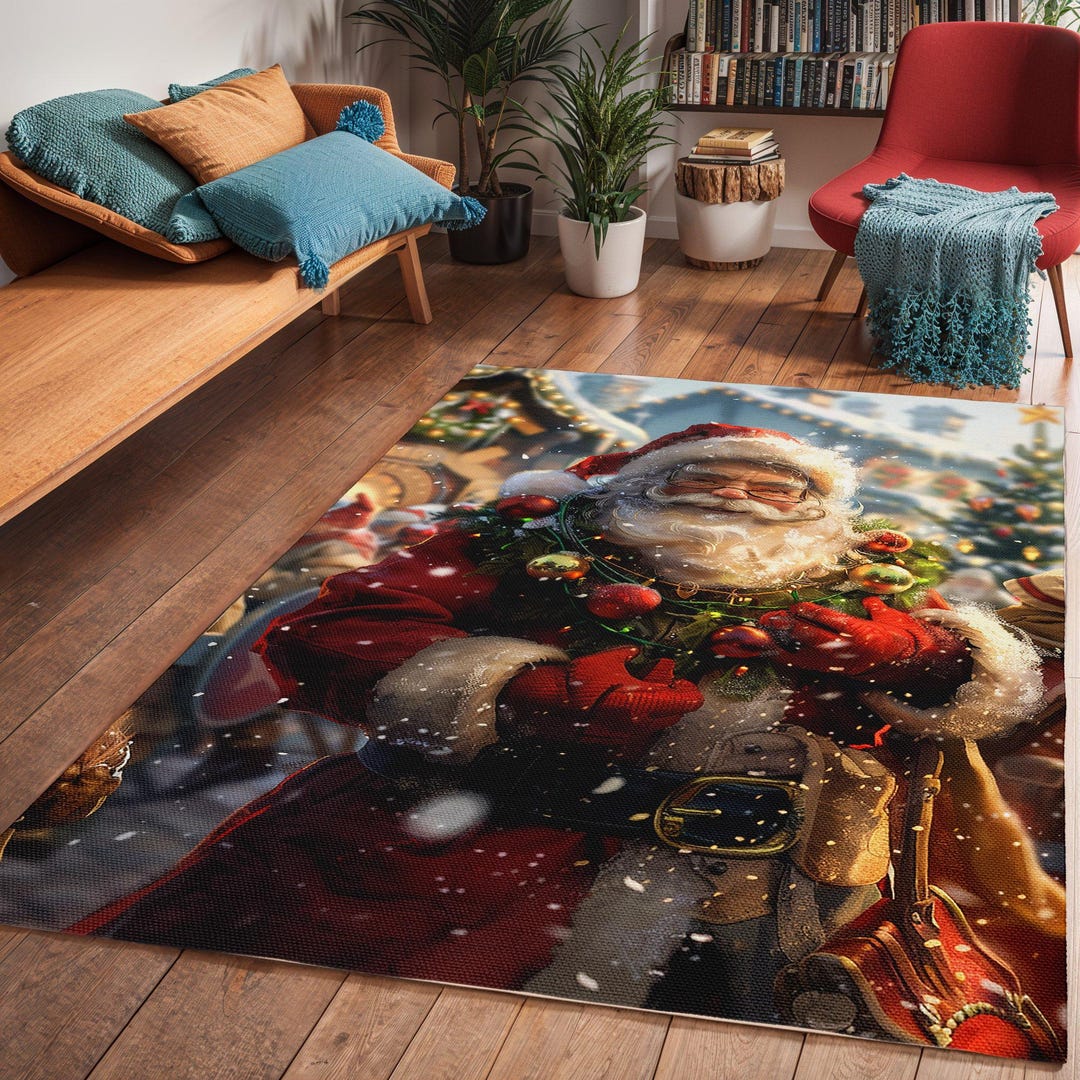 Santa Claus Area Rug: Holiday Living Room Decor - Etsy