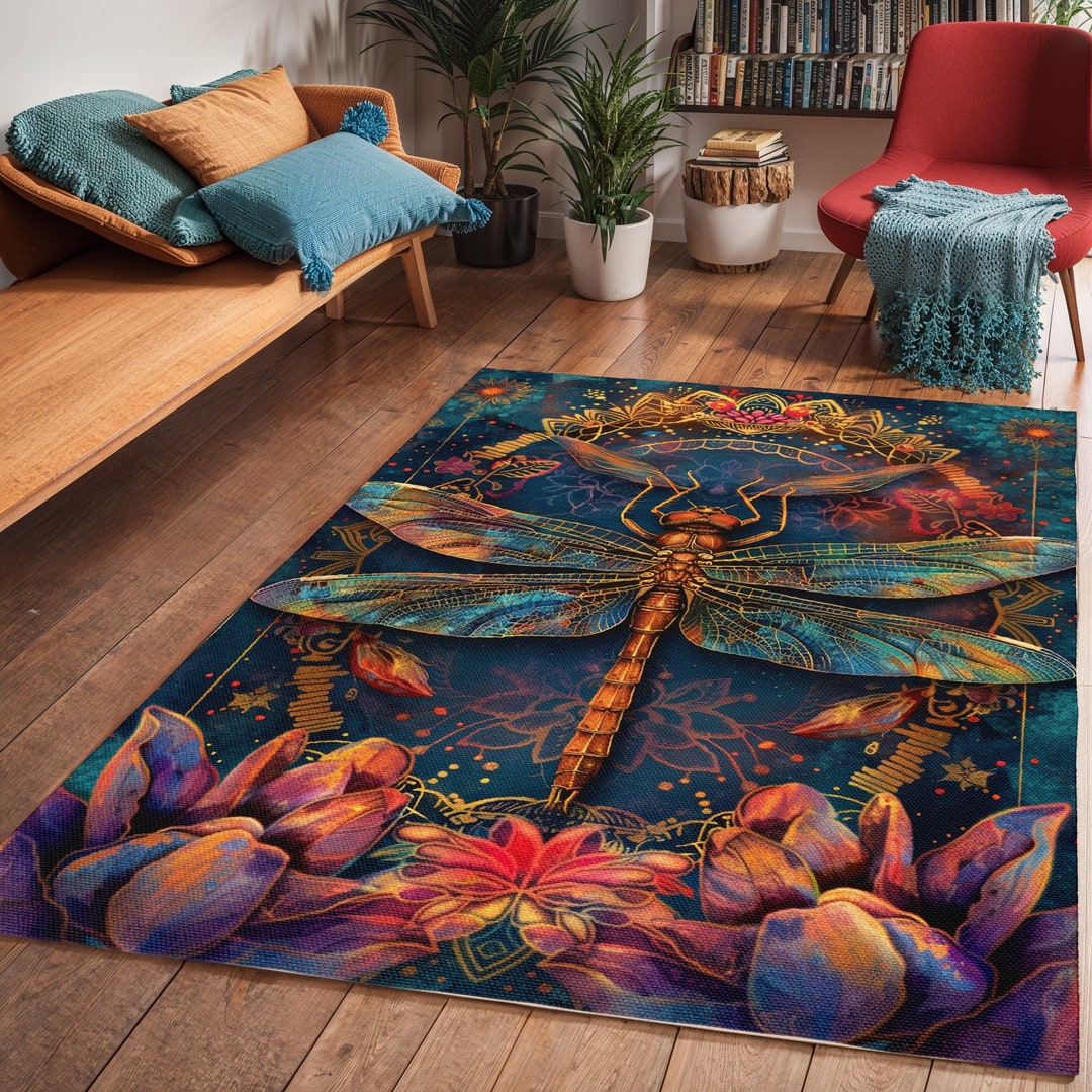 Holographic Dragonfly Area Rug: Fairycore Art Deco Carpet - Etsy