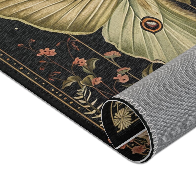 Green Luna Moth Area Rug, Aesthetic Living Room Art Deco Rug ...