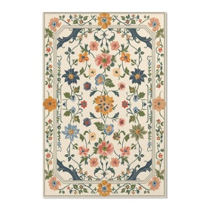 Rustic Floral Area Rug, Meadow Flowers Living Room Carpet, Girly ...