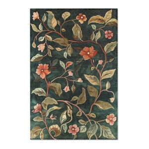 Wild Flower Area Rug, Cottagecore Living Room Art Deco Rug, Floral ...