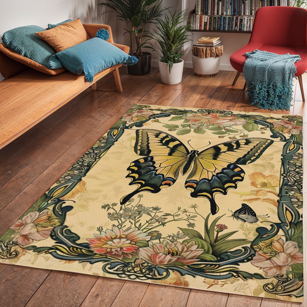 Eastern Tiger Swallowtail Butterfly Area Rug, Fairycore Bedroom Art ...