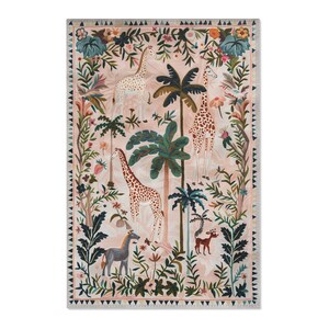 Jungle Animals Area Rug, Kids Bedroom Art Deco Rug, Safari Vibe Living ...