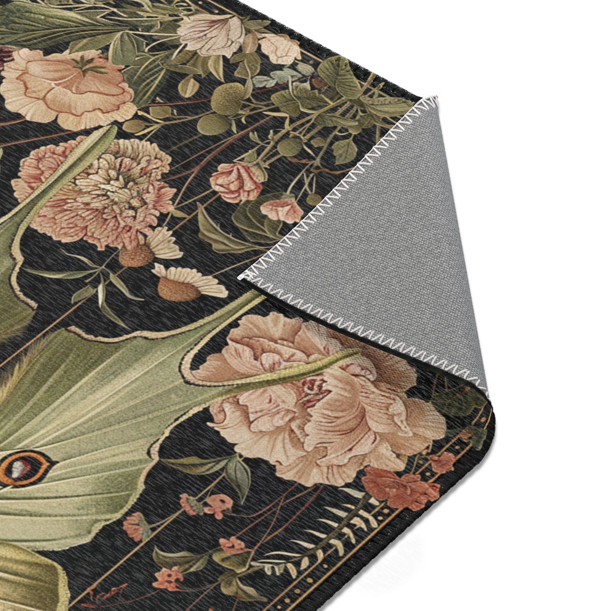 Green Luna Moth Area Rug, Aesthetic Living Room Art Deco Rug ...