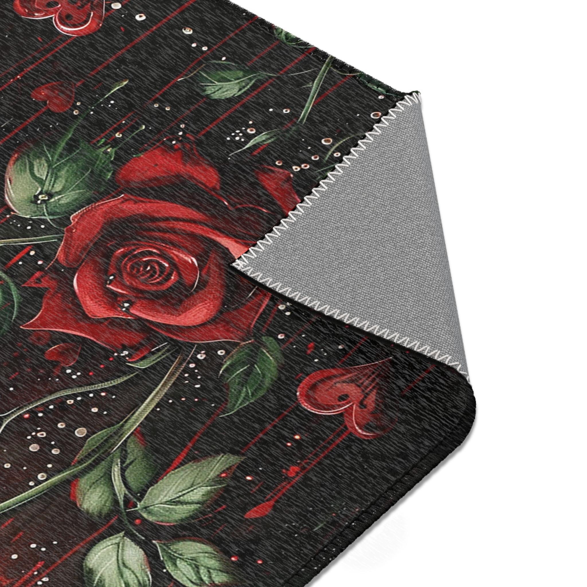 Red Roses Area Rug: Romantic Floral Accent, Valentine's Day Decor - Etsy
