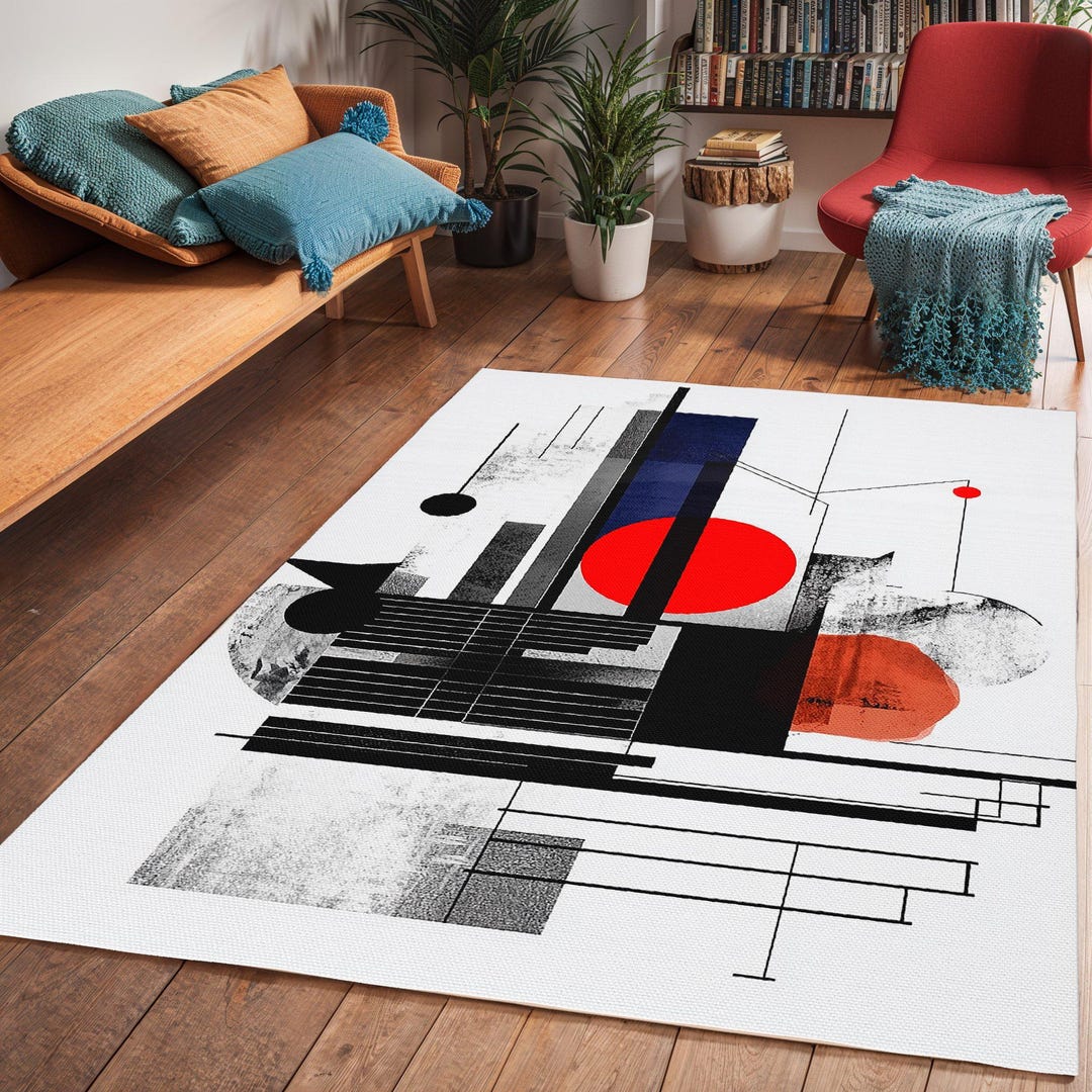 Bauhaus Art Inspired Area Rugs, Modern Geometric Floor Mat, Abstract ...