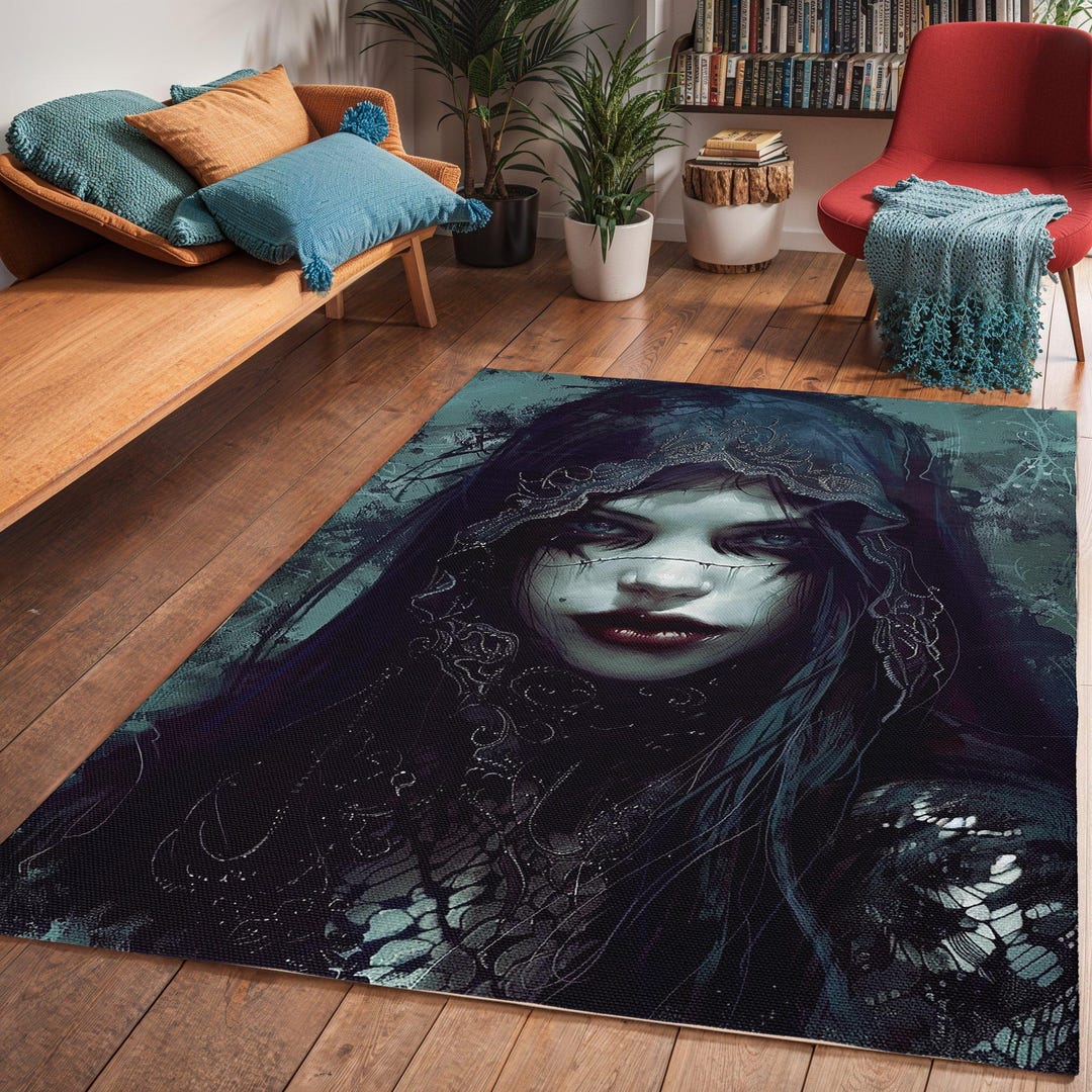 Dark Gothic Area Rug, Punk Living Room Art Deco Rug, Teens Bedroom ...