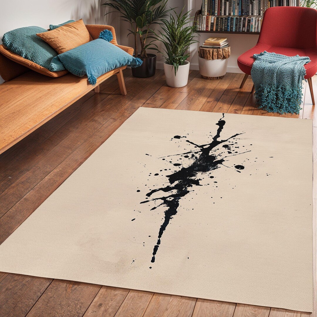 Minimalist Painting Area Rug, Aesthetic Living Room Art Deco Rug, Paint ...