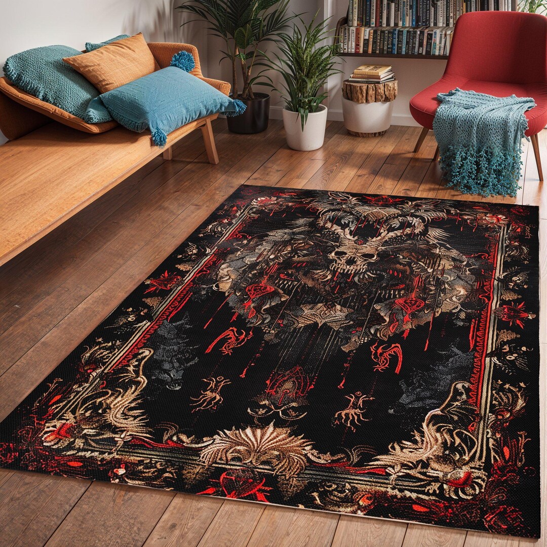 Scary Dark Gothic Art Area Rug, Classic Victorian Living Room Floor ...