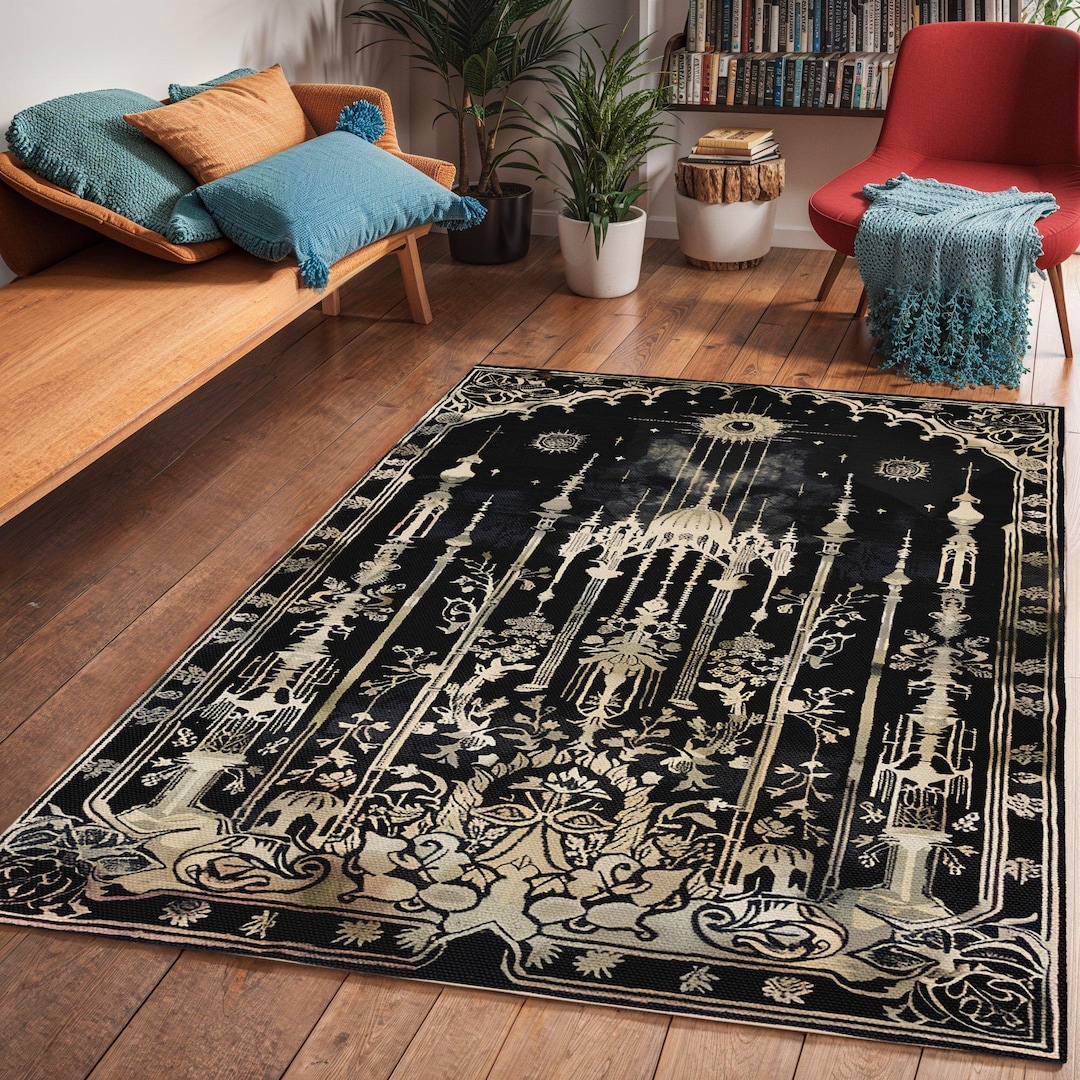 Dark Gothic Area Rug, Cottagecore Bedroom Floor Carpet, Teens Room Art ...