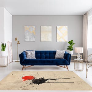 Aesthetic Paint Splatter Area Rug, Minimalist Living Room Floor Carpet ...