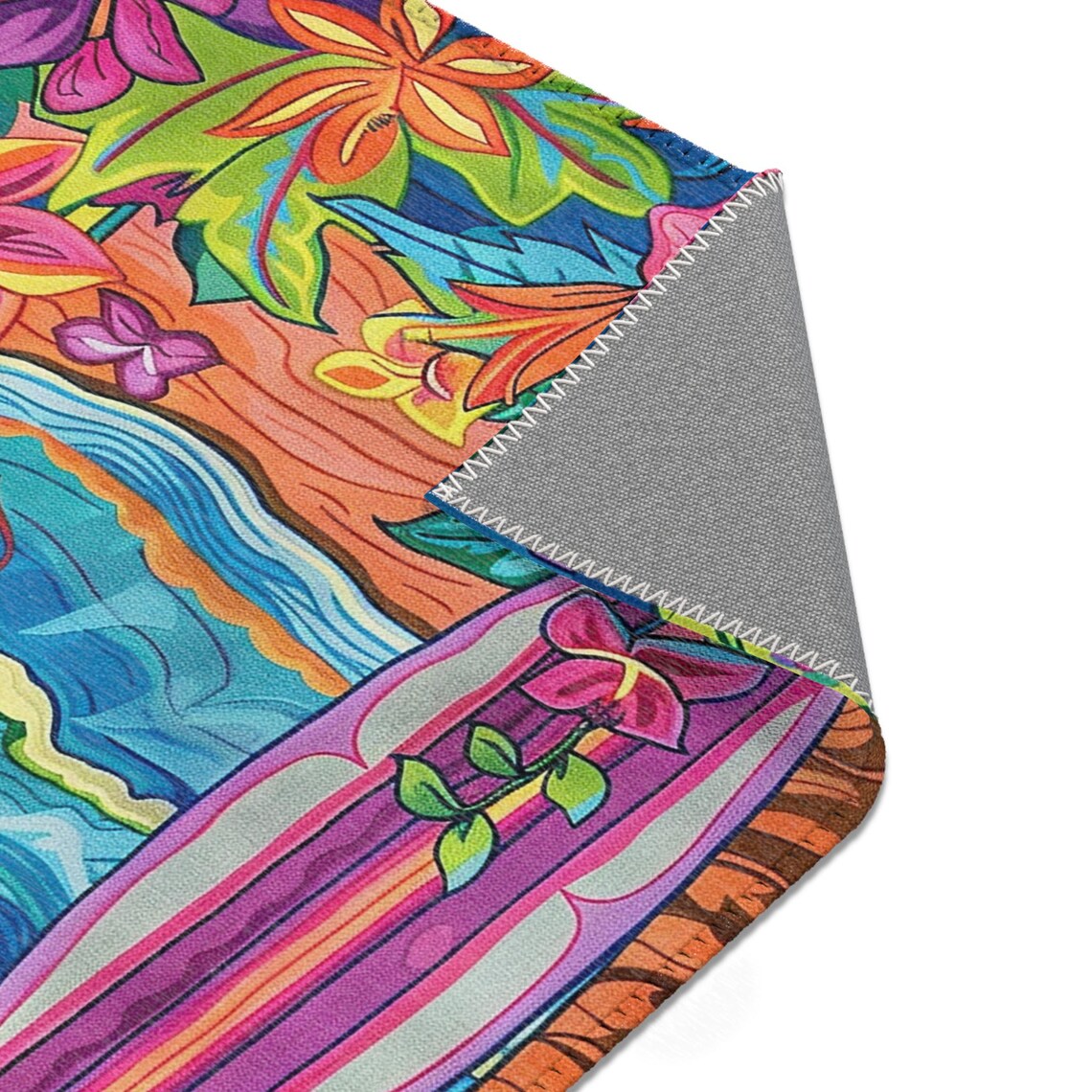 Hawaiian Art Area Rug, Indoor Beach House Art Deco Rug, Surf Boards ...