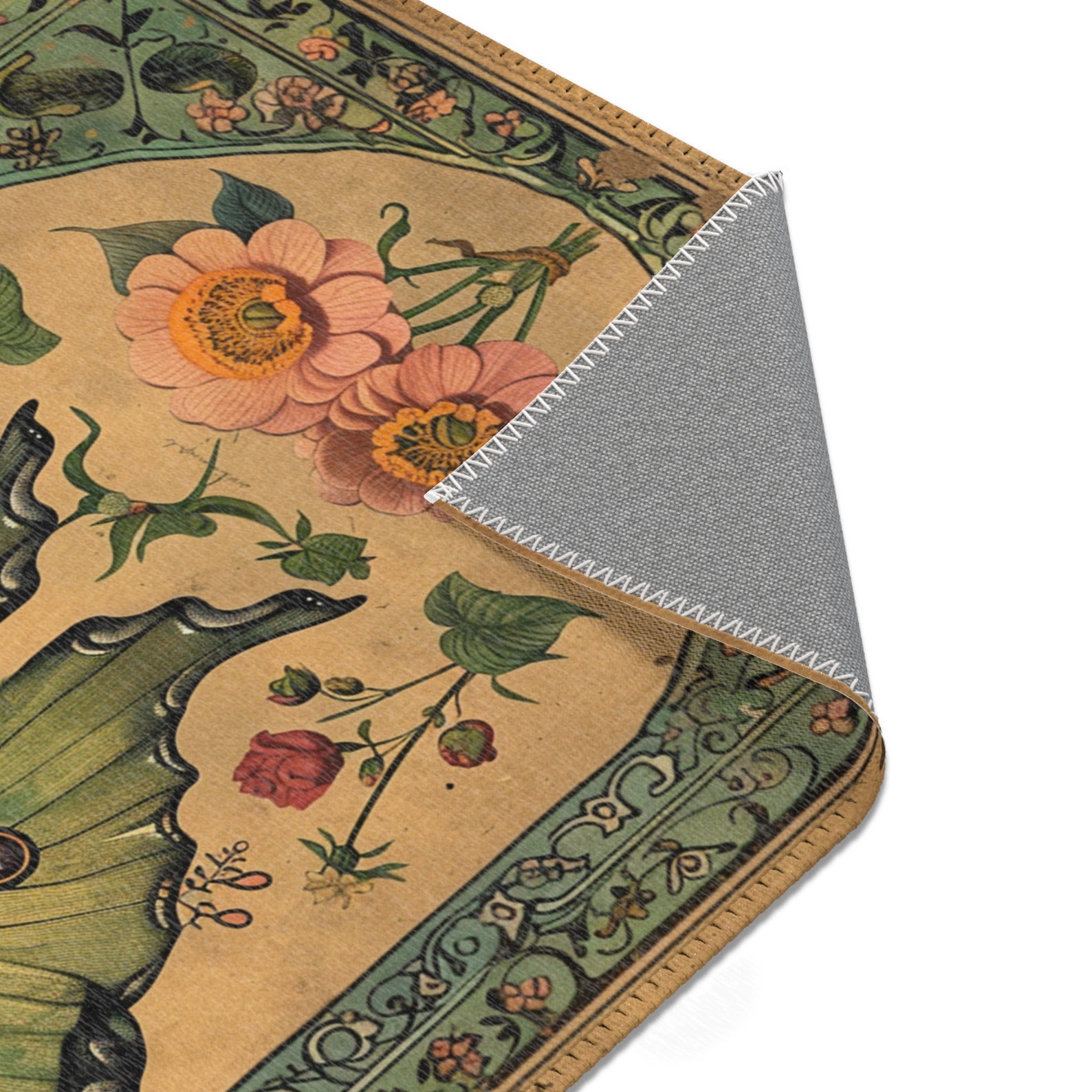 Floral Luna Moth Area Rug: Cottagecore Butterfly Art Deco Carpet - Etsy