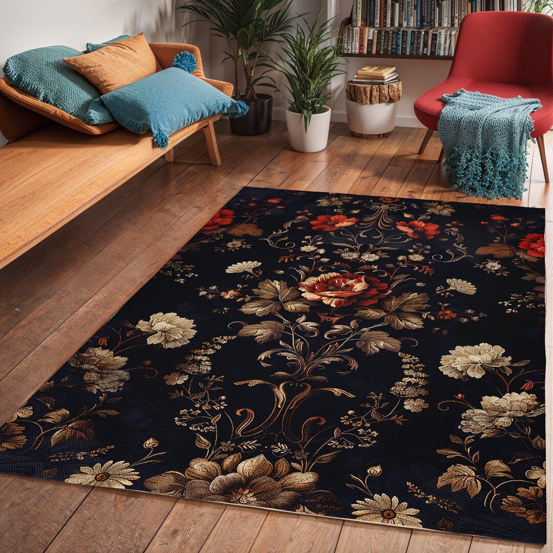 Red Roses Victorian Area Rug: Gothic Art Deco Decor - Etsy