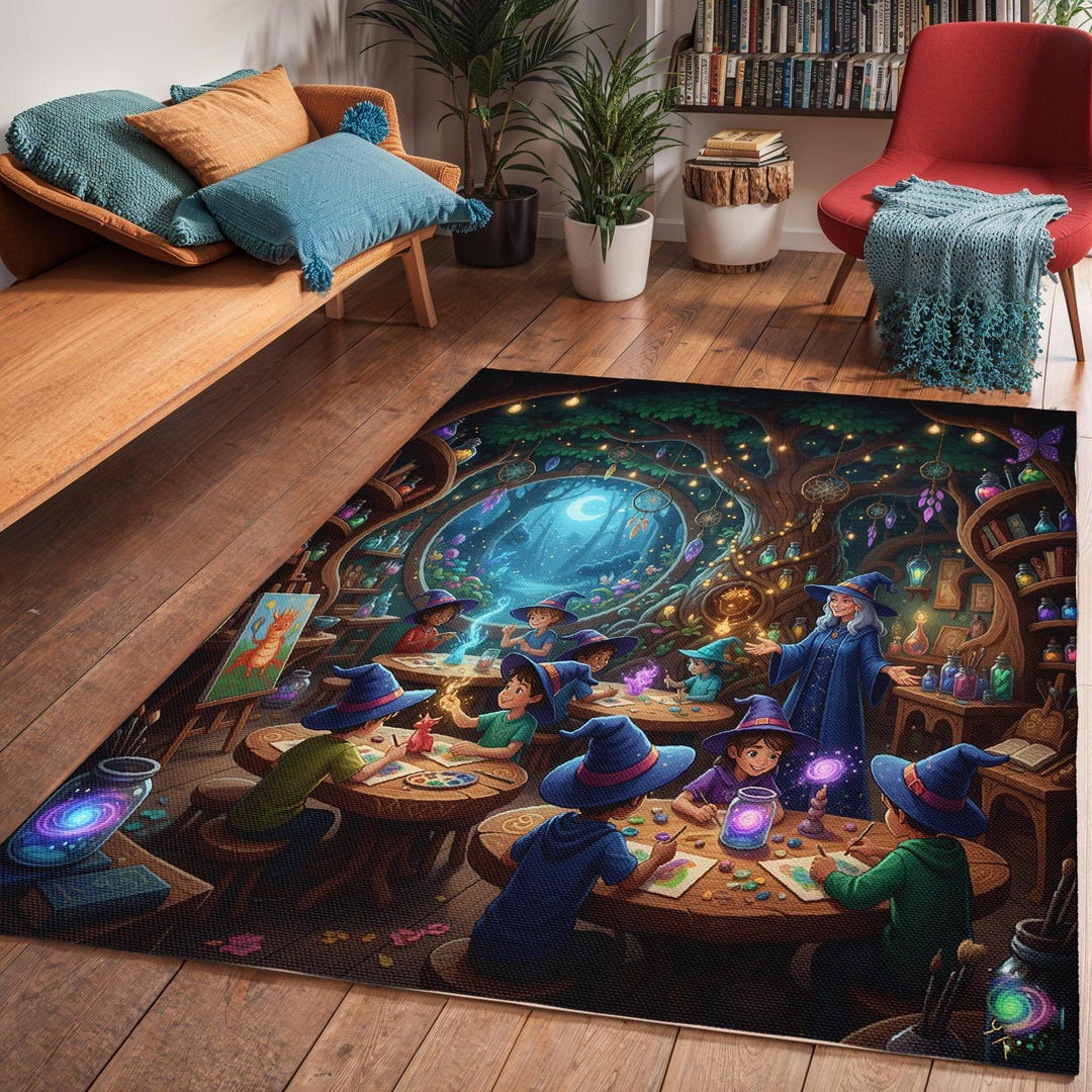 Kids Enchanted Art Print Area Rug - Magical Nursery Decor, Children's ...