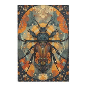Contemporary Mandala Beetle Area Rug, Mancave Art Deco Rug, Modern ...