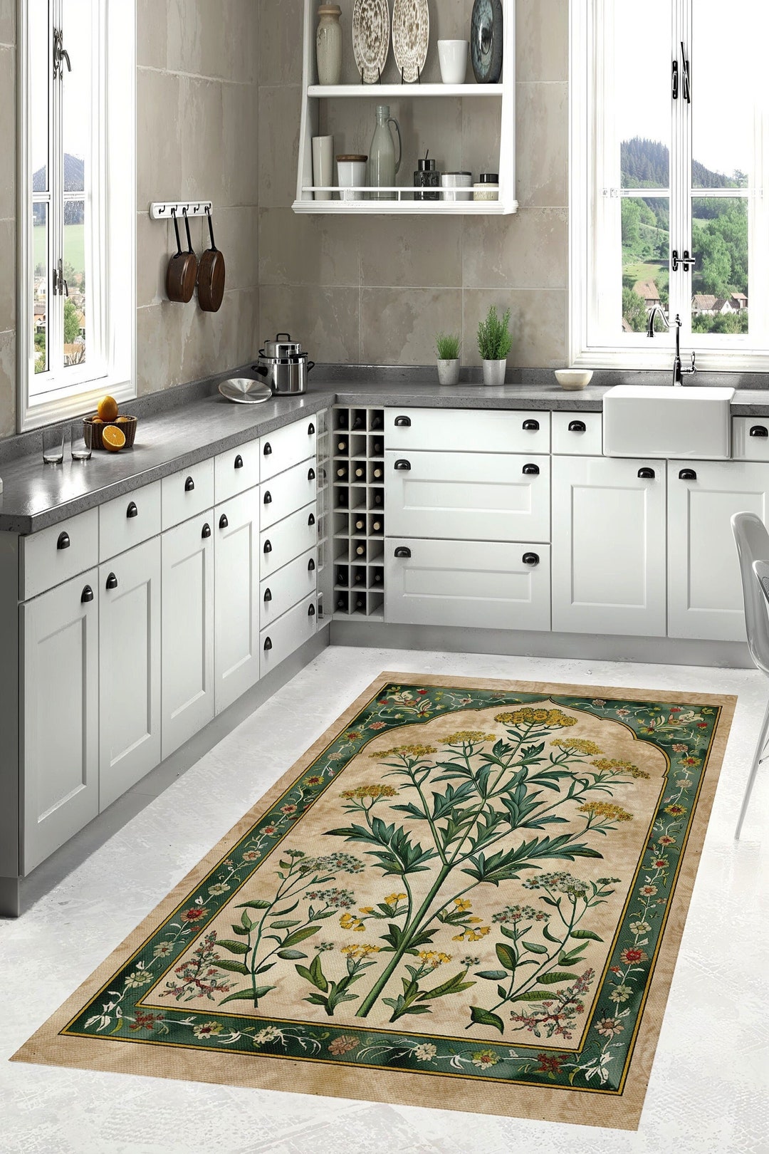Rustic Anis Kitchen Rug: Cottagecore Herb Art Deco Carpet - Etsy