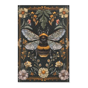 Cottagecore Bumblebee Area Rug: Floral Art Deco Carpet - Etsy