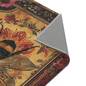 Rustic Bee Area Rug, Cottagecore Bedroom Floor Carpet, Living Room Art ...