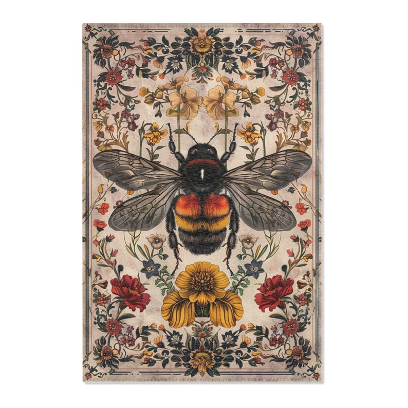 Bumblebee Area Rug: Vintage Floral Art Deco Decor - Etsy