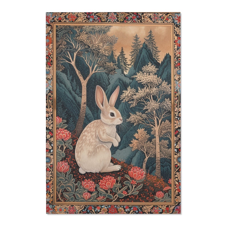 Rustic Bunny Area Rug: Cottagecore Forest Living Room Carpet - Etsy