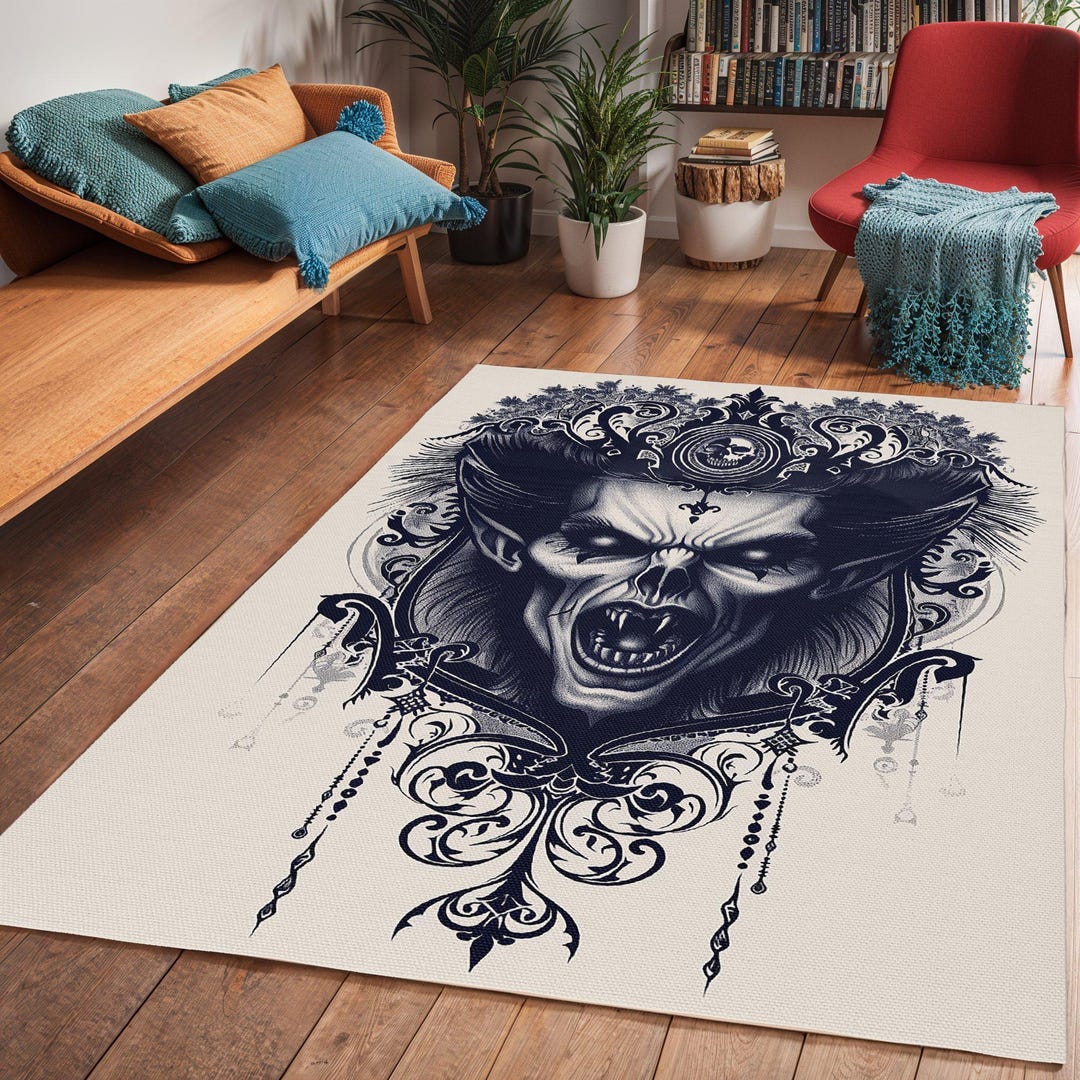 Dark Cottagecore Vampire Area Rug, Modern Victorian Living Room Floor ...