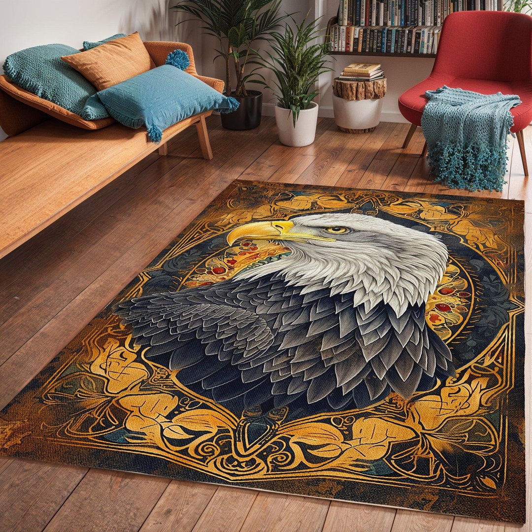 Bald Eagle Area Rug: Mandala Art Deco Polyester Chenille Rug - Etsy
