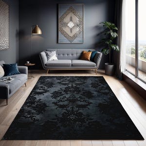 Black Gothic Victorian Area Rug: Dark Cottagecore Decor - Etsy