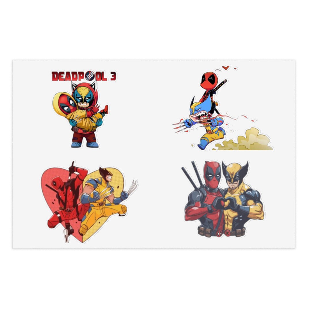 Deadpool Wolverine Marvel 4 Pack Sticker Sheet - Etsy